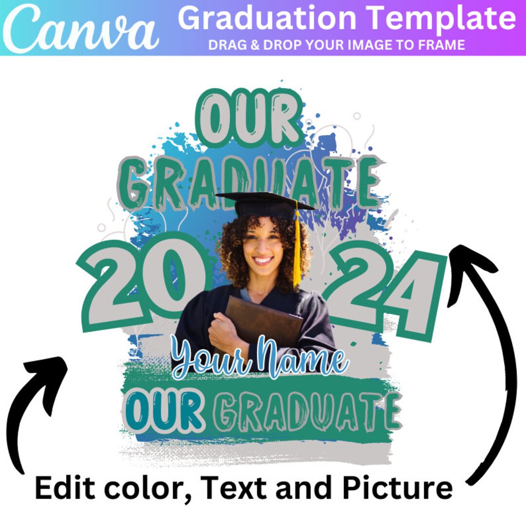 Graduation 2024 Canva Editable Template, Graduation T Shirt Canva PRO ...