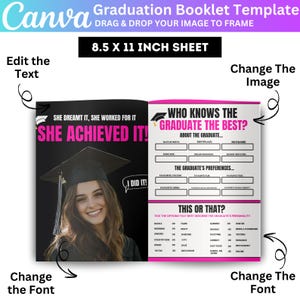 Graduation Activity Booklet Editable Canva Template, Printable Word ...