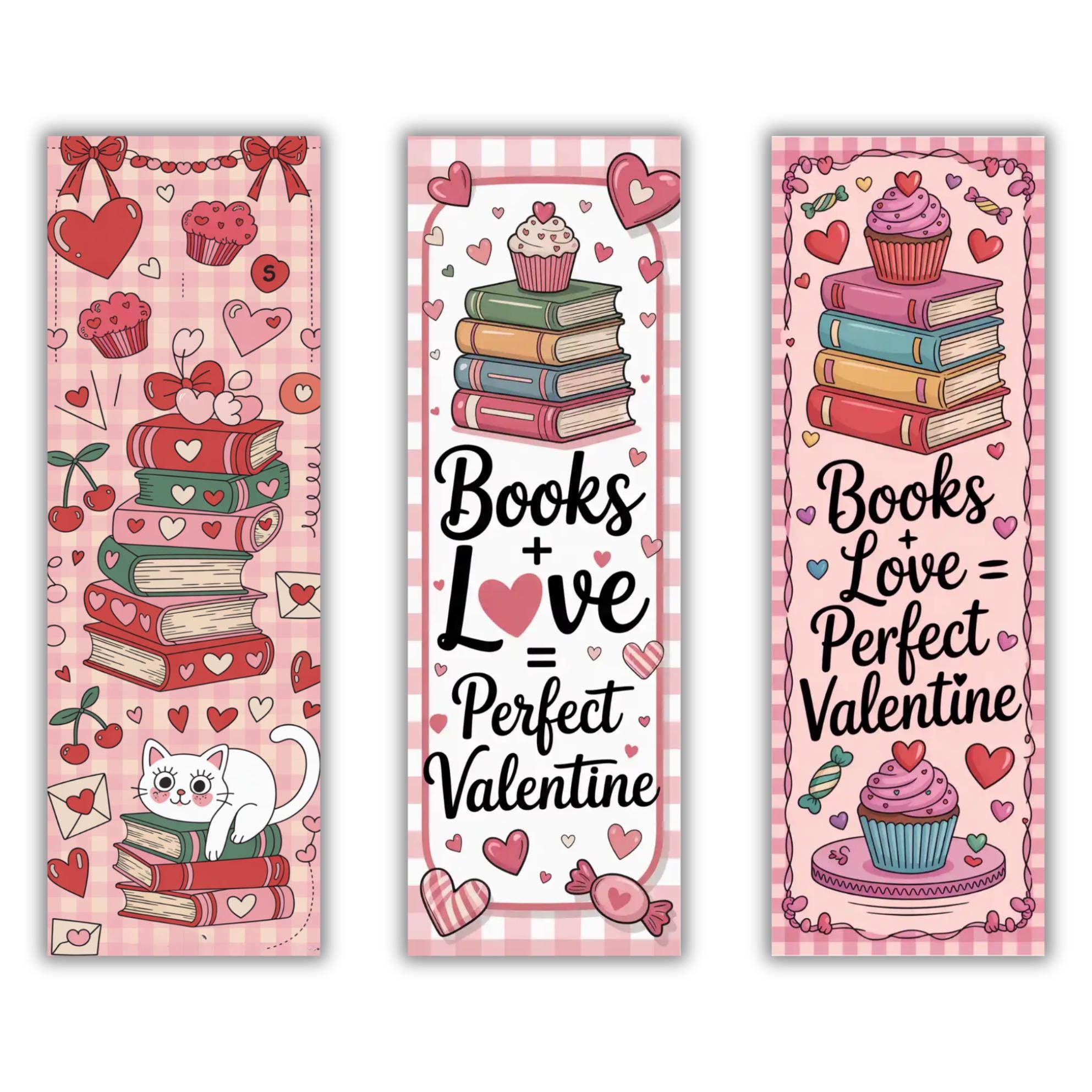 10 Valentine's Bookmark Bundle, Printable Cozy Vday Bookmark, Heart ...