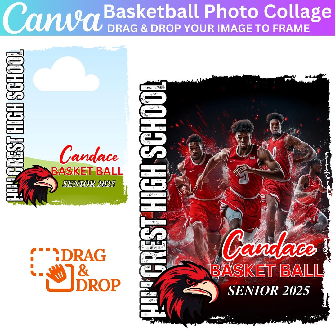 Basketball Canva Frame Editable Template, Basketball Frame Design ...