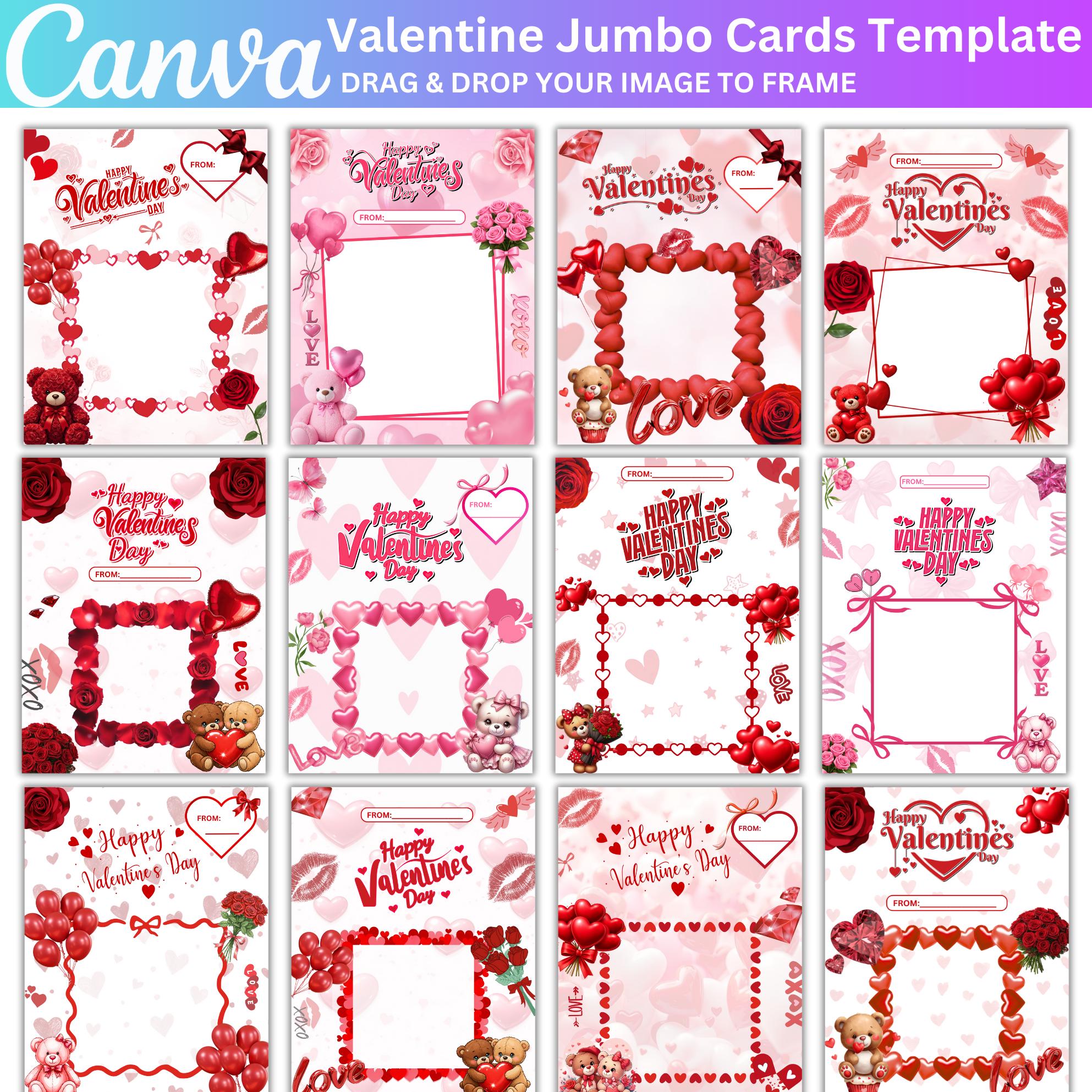 15 Valentine Jumbo Pack Card Canva Editable Template, Valentine Jumbo ...