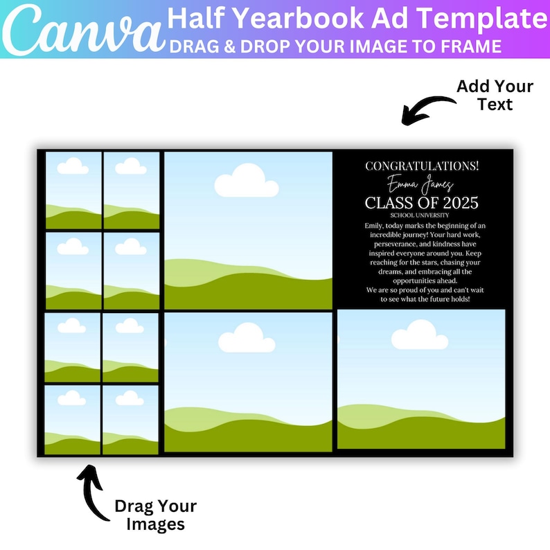 Half Page Yearbook Ad Canva Editable Template, Senior Yearbook Ad ...