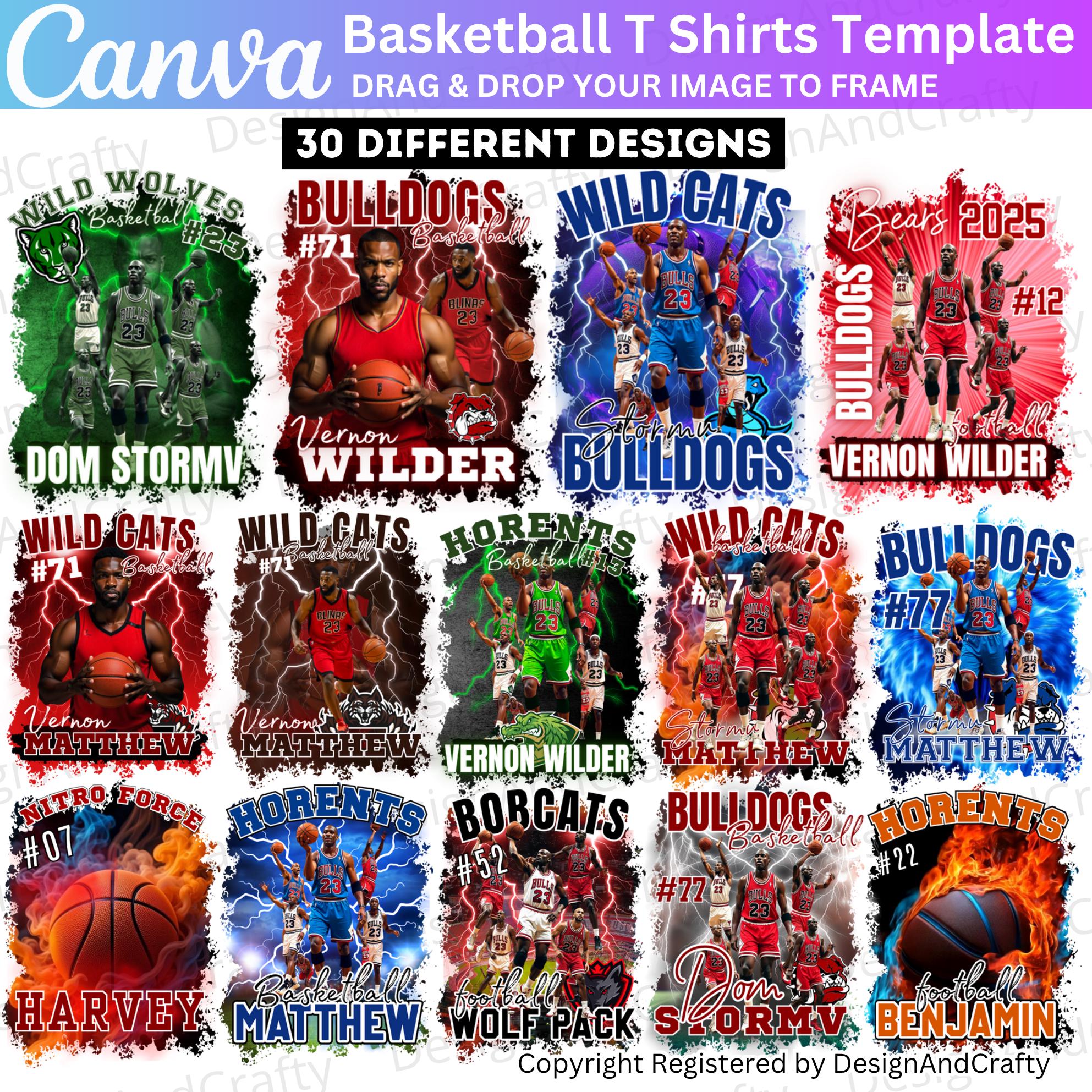 30 Basketball T Shirt Canva Editable Template, Bootleg Rap Tee Canva ...