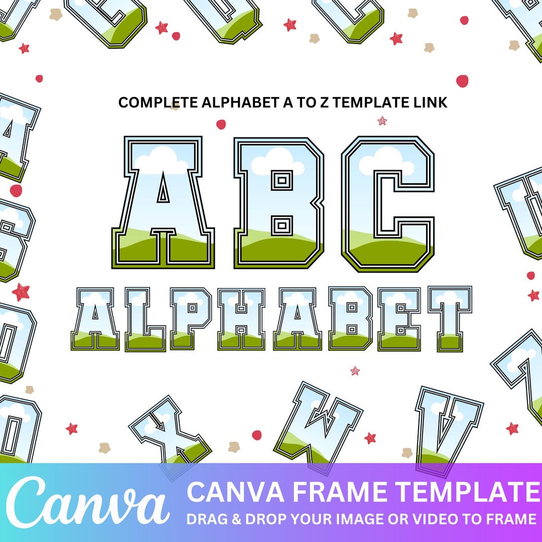 VARSITY Letters Canva Editable Template, Drag and Drop Canva Alphabet ...