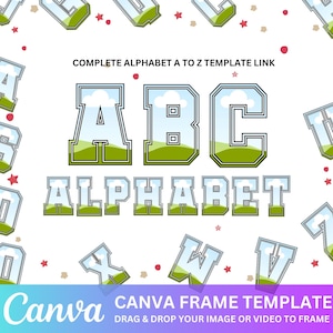 VARSITY Letters Canva Editable Template, Drag and Drop Canva Alphabet ...