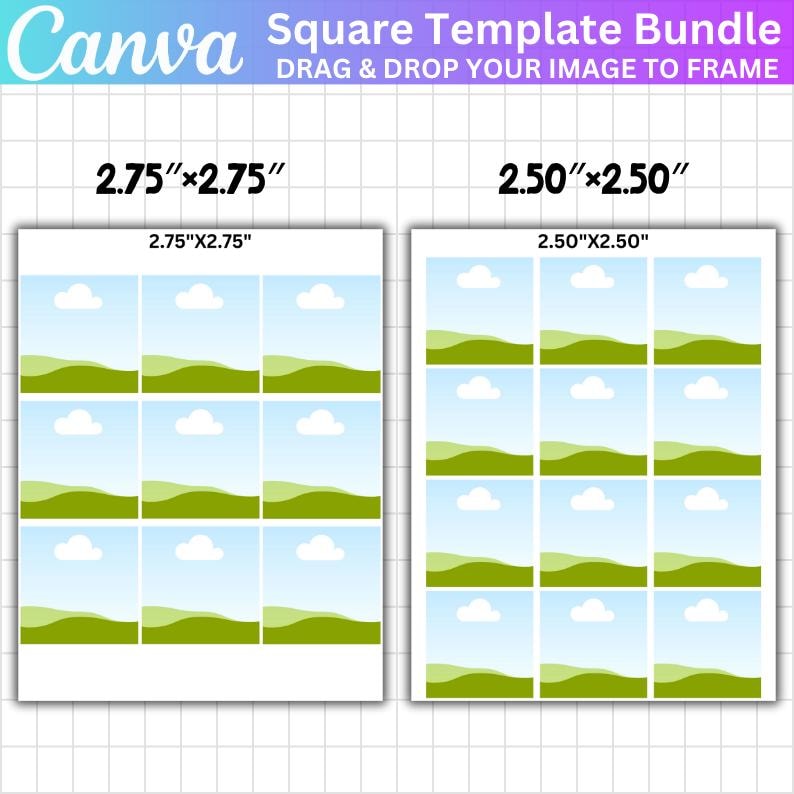 10 Square Template Bundle, Canva Editable Square Label, Magnet Template ...