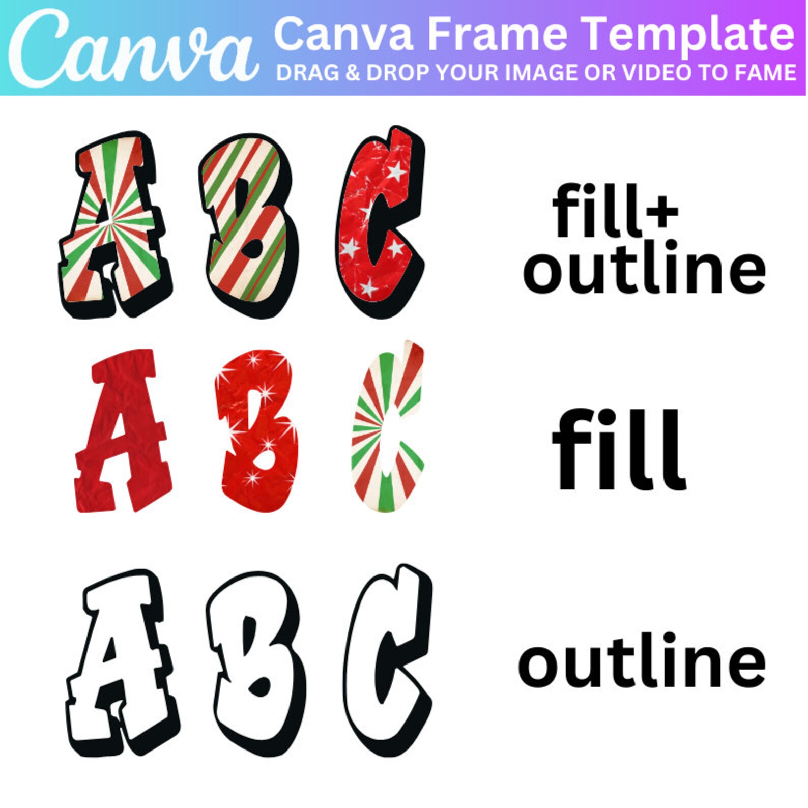 Canva Frame Template Graffiti Font Letters & Numbers on CANVA ...