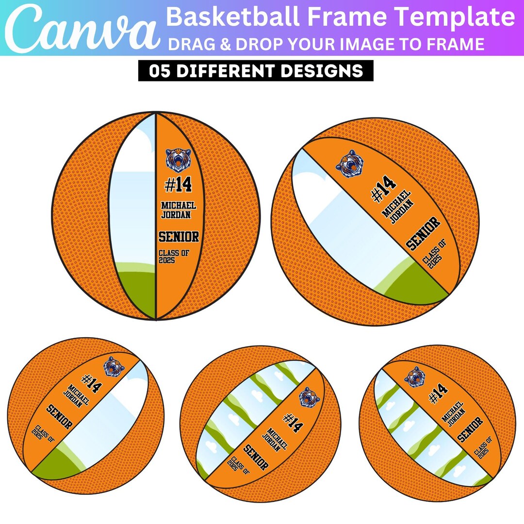 10 Inch Basketball Canva Editable Template, Basketball Frame Design ...
