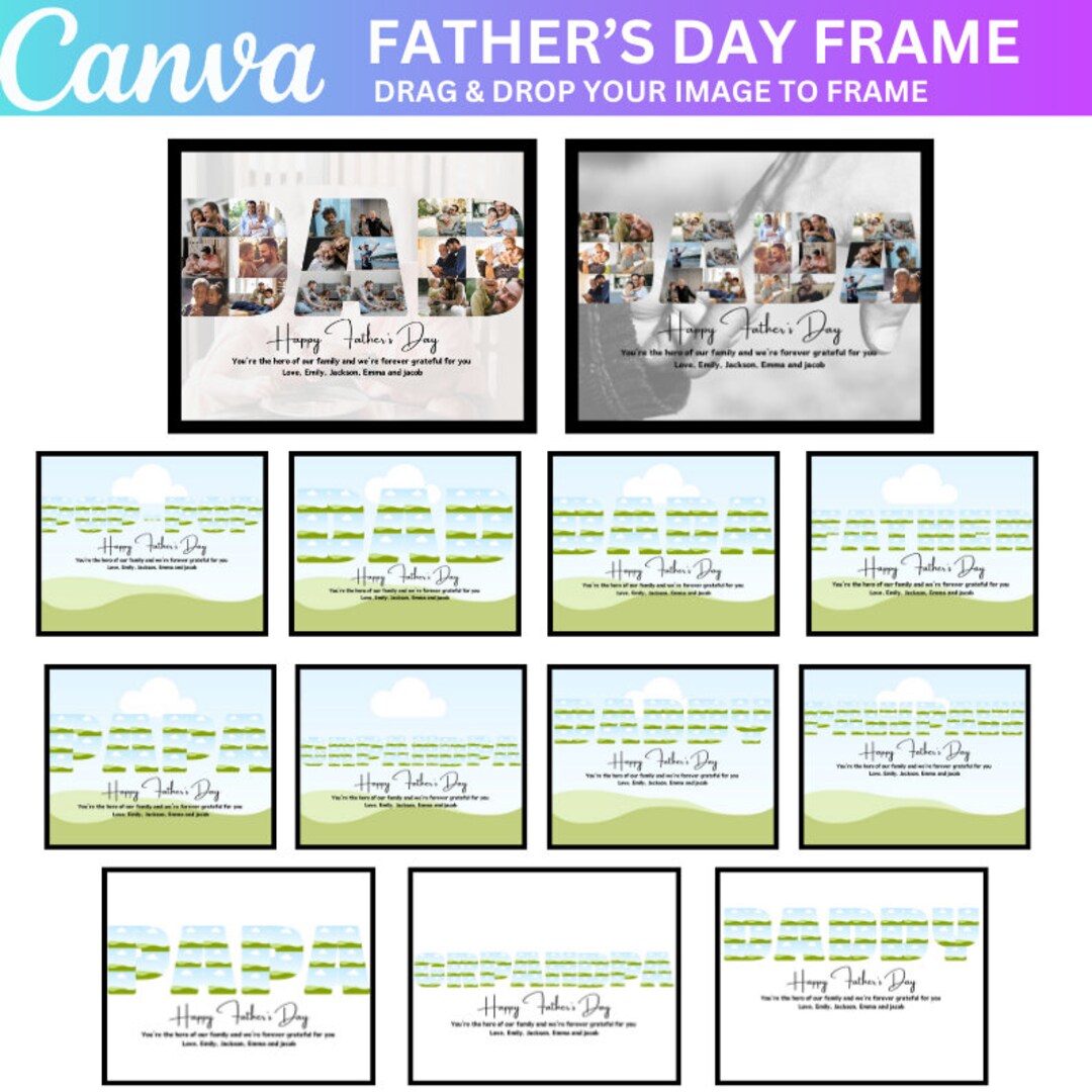 16 Daddy Canva Editable Frame Template, Papa Photo Frame, Daddy Photo ...