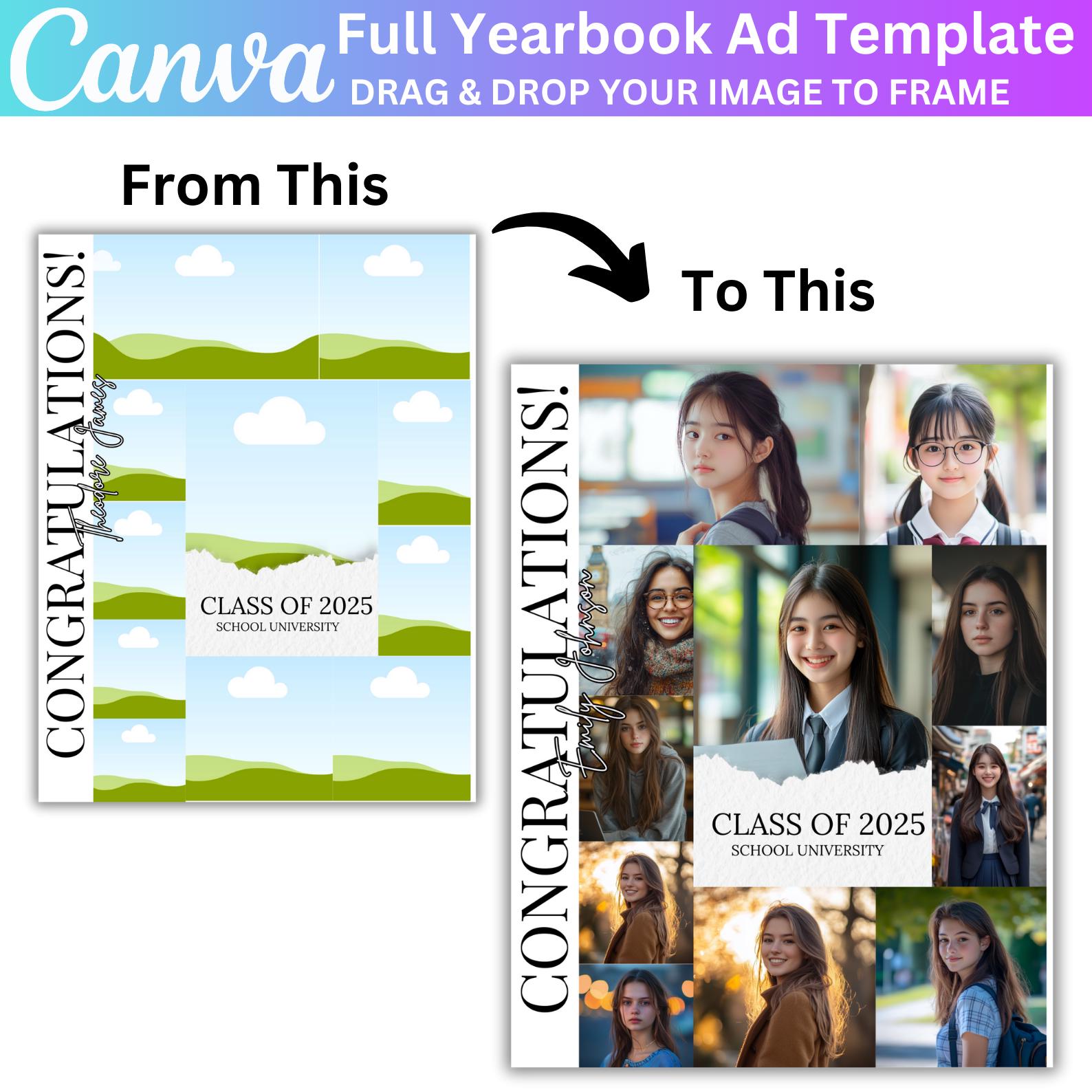 Full Page Yearbook Ad Canva Editable Template, Senior Yearbook Ad ...