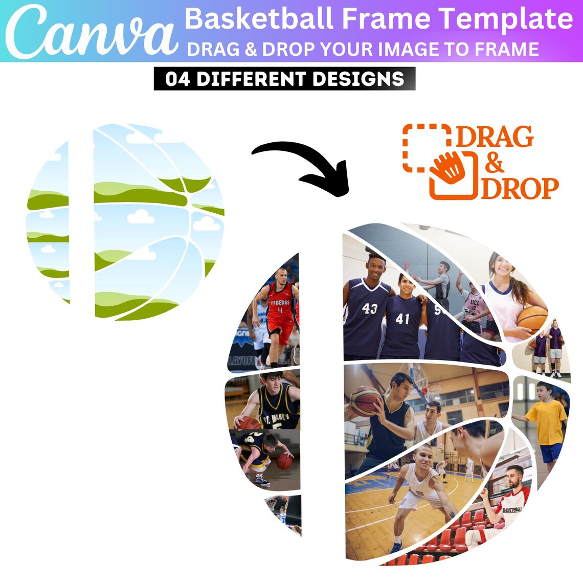 Basketball Canva Editable Template, Basketball Frame Design, Sports ...