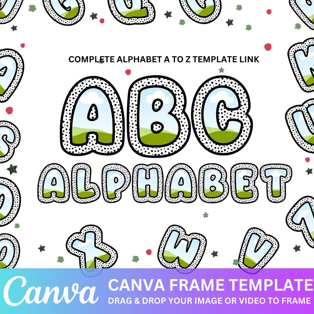 Editable Dalmatian Dots Letters Canva Template, Dalmatian Alphabet ...