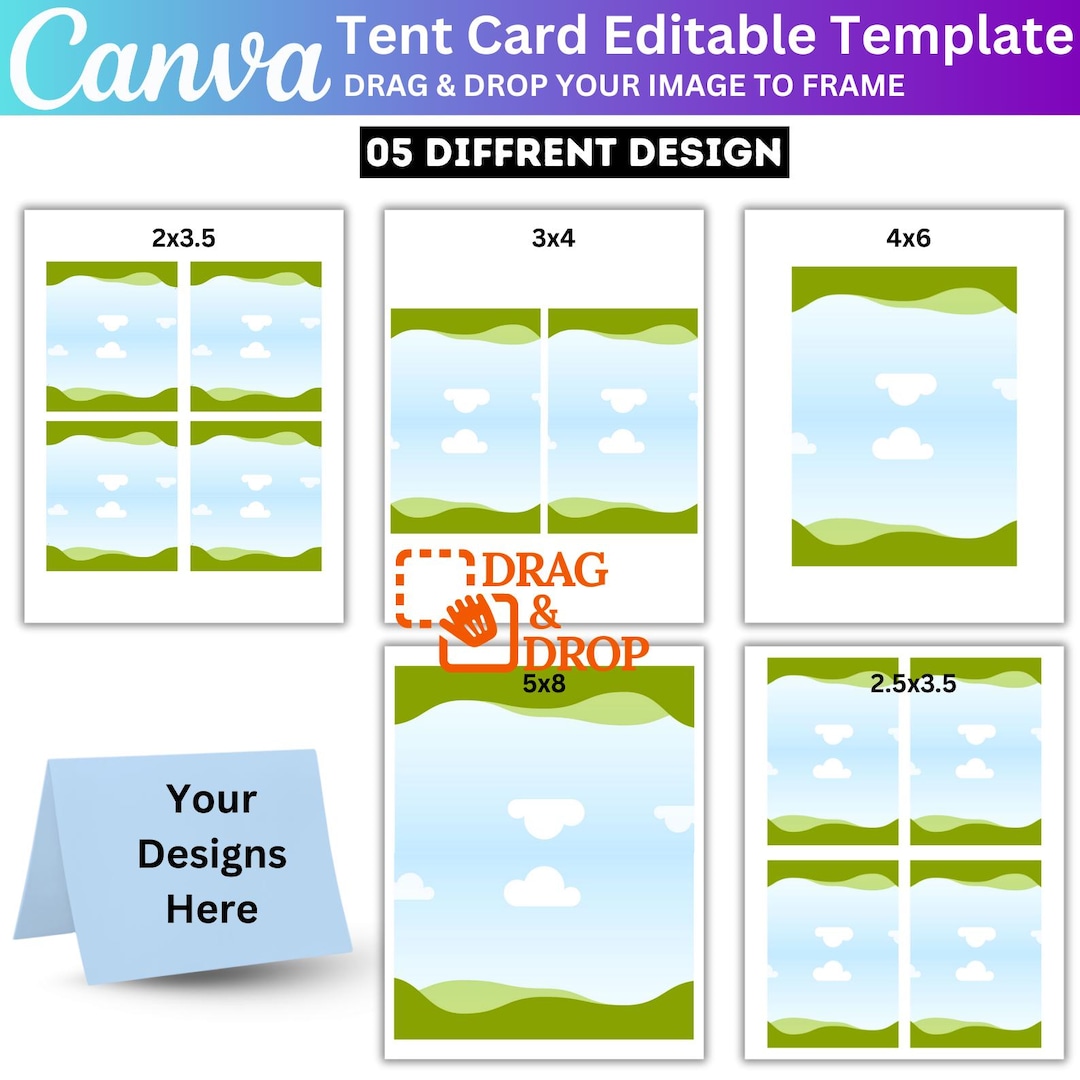 Tent Card Template, Canva Editable Tent Cad Bundle, Foldable Birthday ...