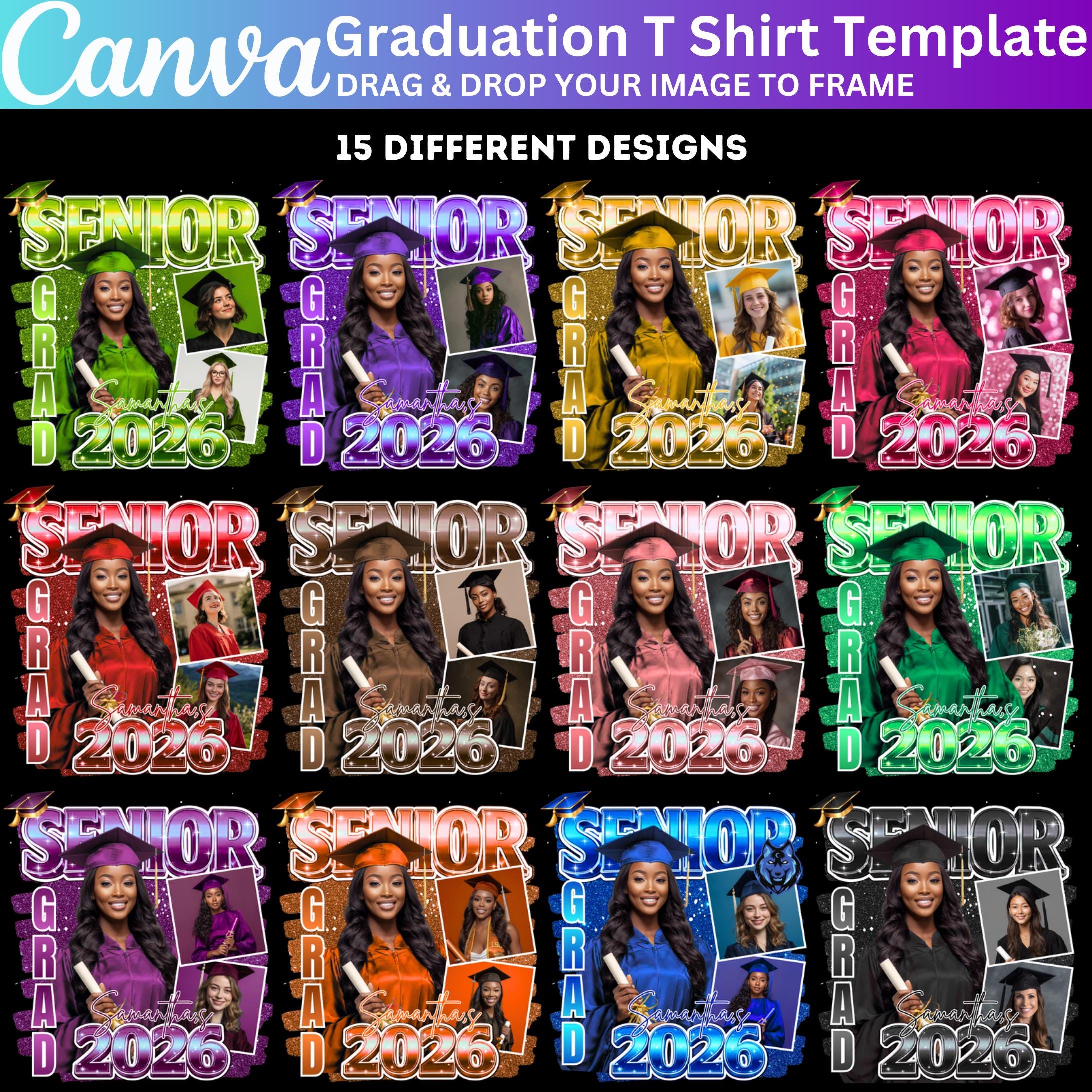 Senior Grad 2026 T Shirt Template, Graduation Canva Editable Photo Drag ...