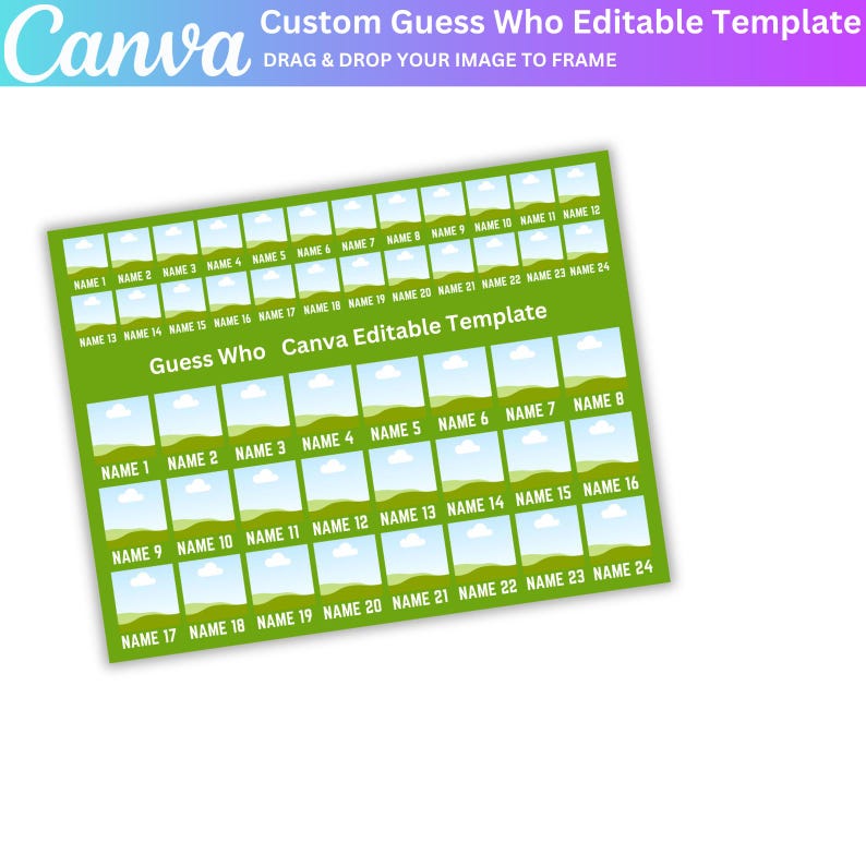 Custom Guess Who Canva Editable Template, 16 Game Boards, Guess Who ...