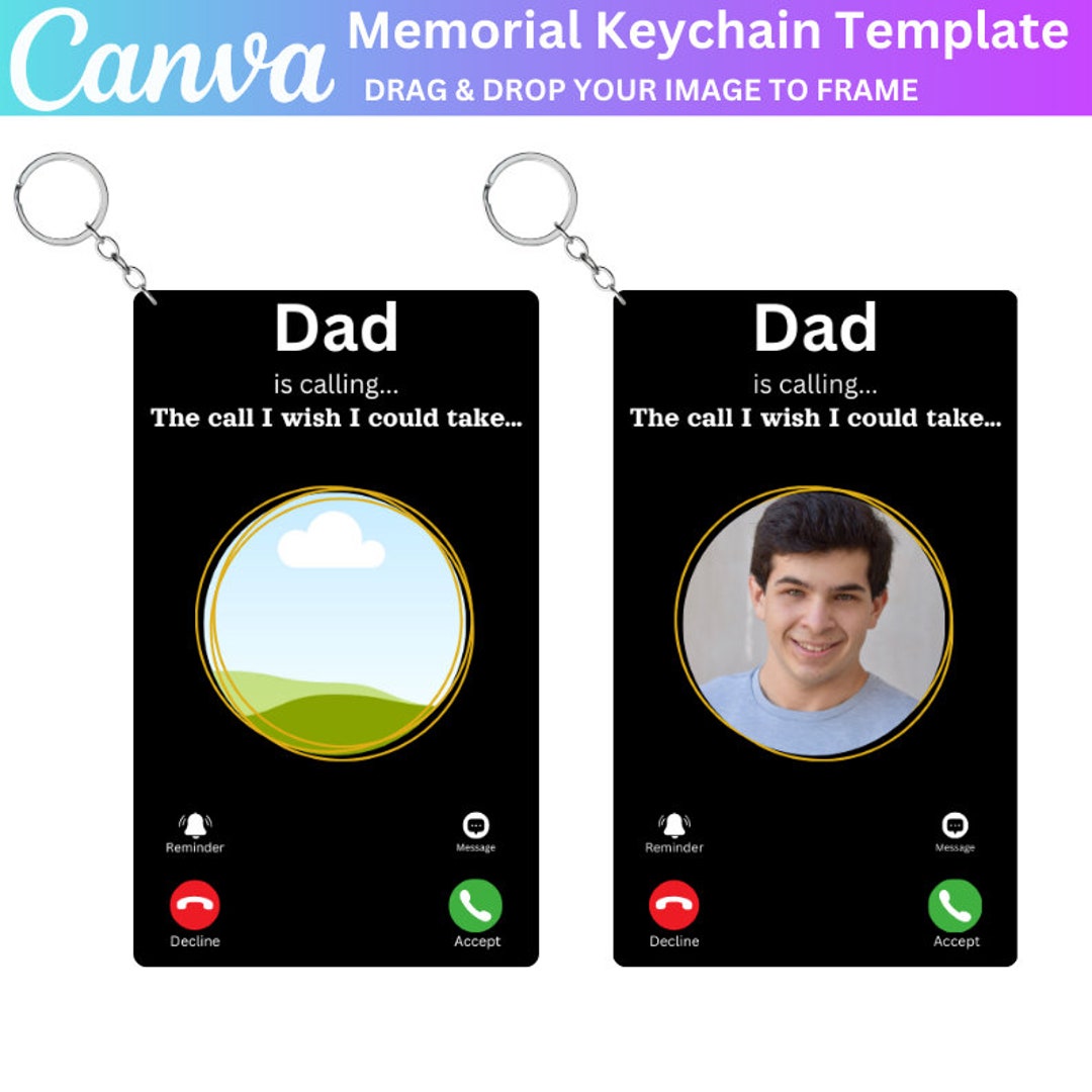 Memorial Keychain Canva Editable Template, Custom Photo Keychain ...
