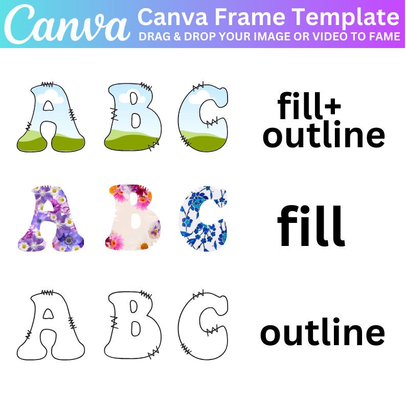 Canva Doodle Alphabet Frame Template Customizable Doodle Canva Alphabet Doodle Letters