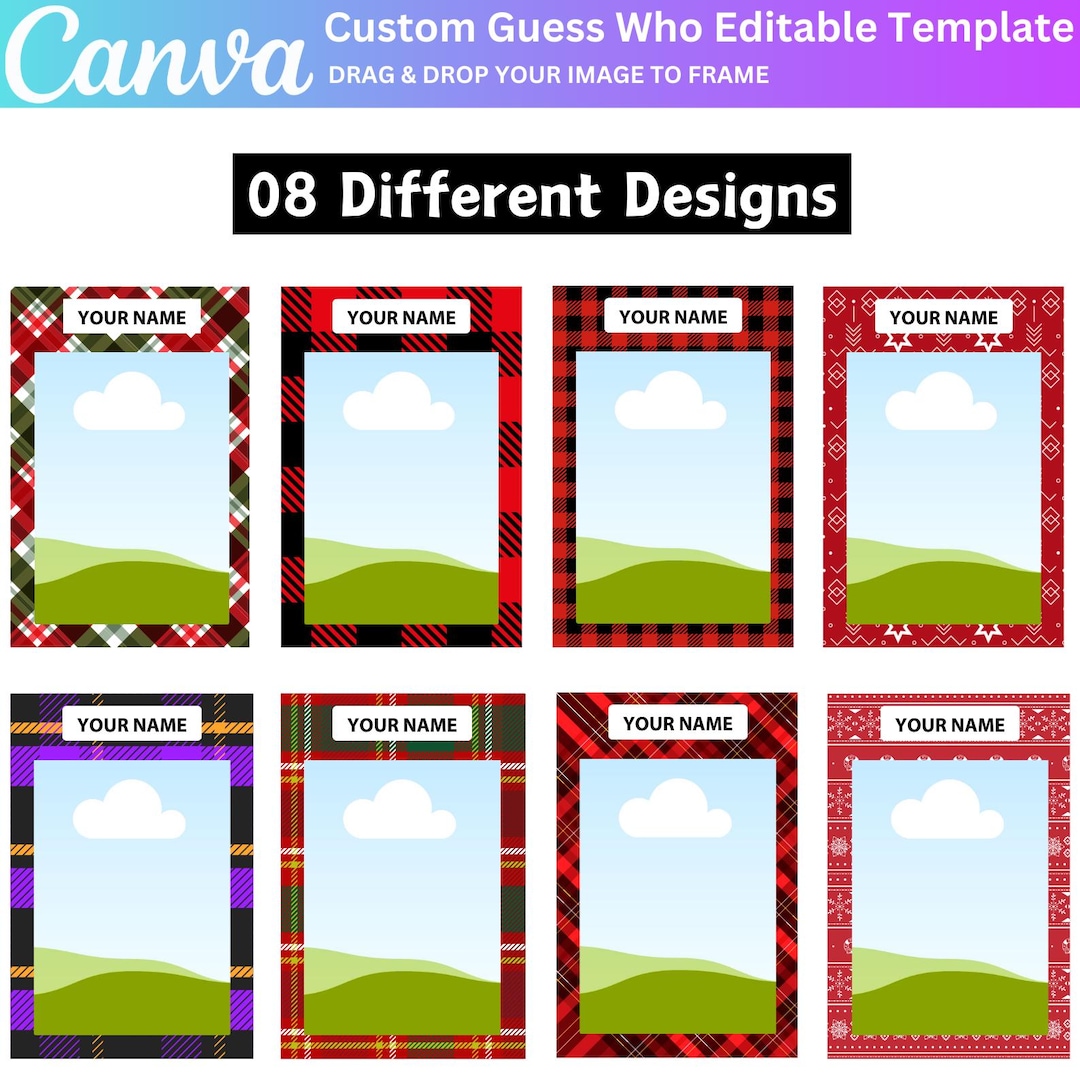 Custom Guess Who Canva Editable Template, Guess Who Canva Game, Guess ...