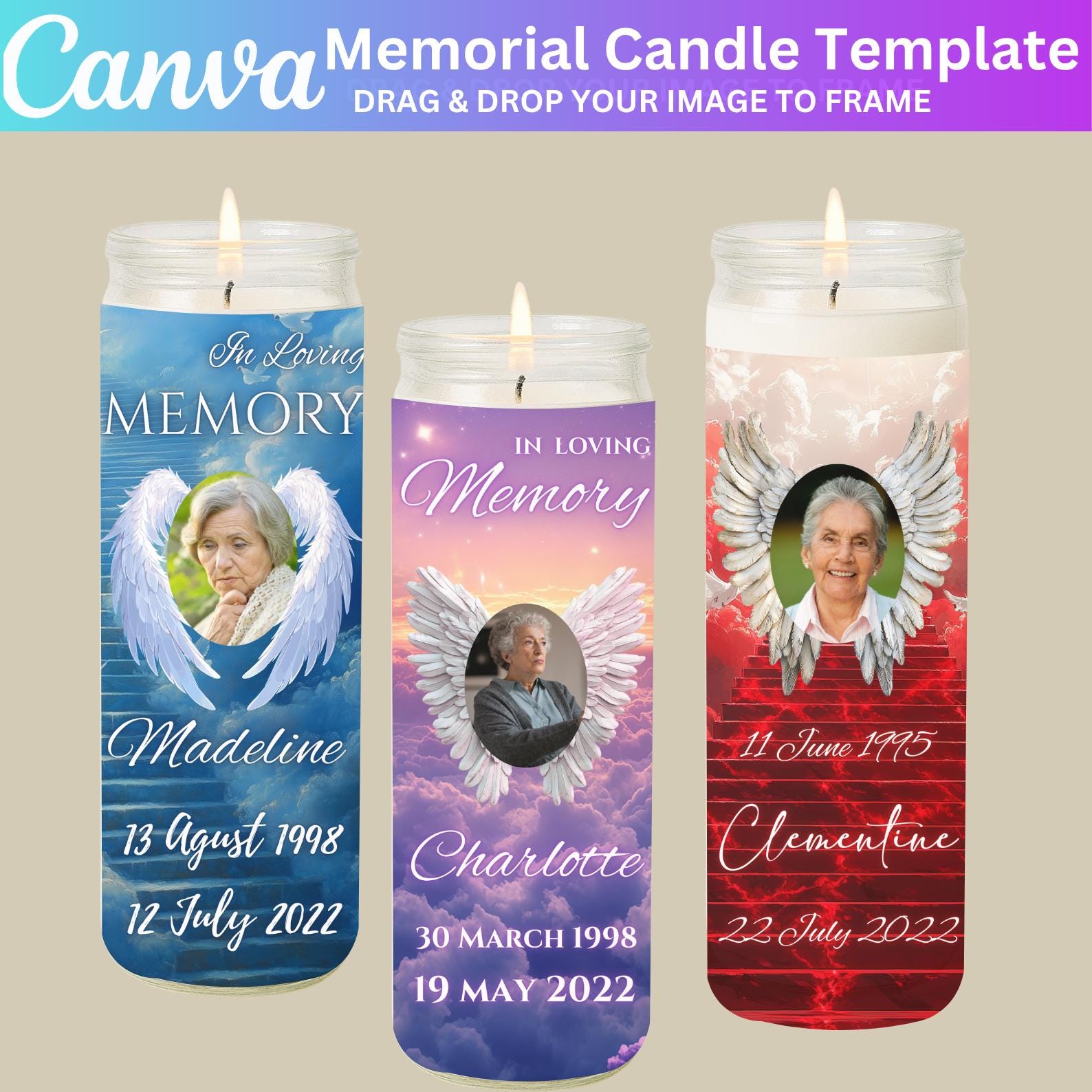 Memorial Candle Sticker Label Template, Remembrance Candle Stairway to ...