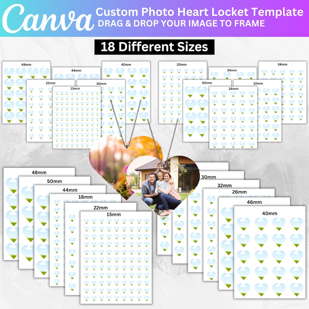 Custom Photo Heart Locket Template, Photo Heart Locket Canva Editable ...