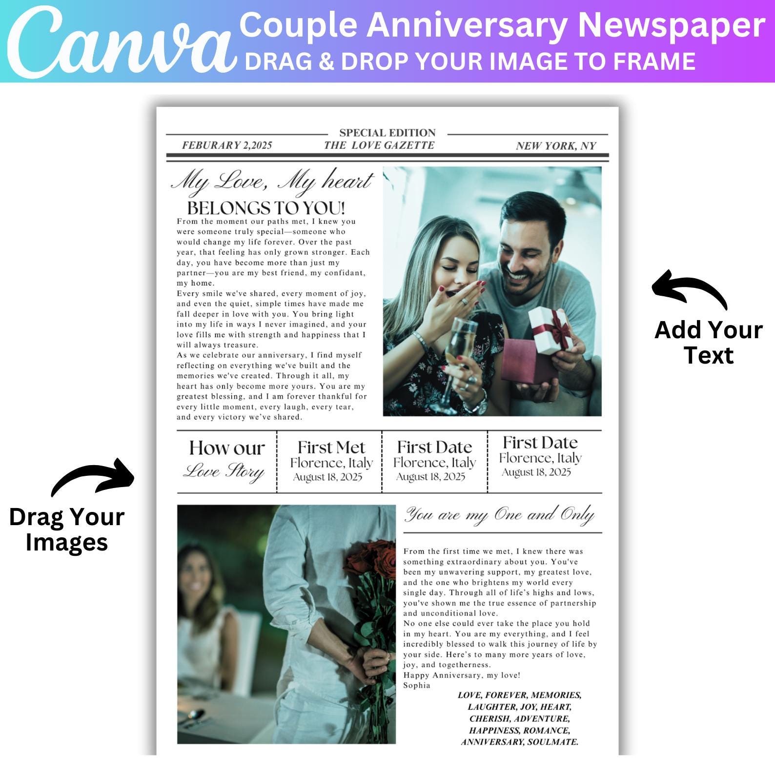 Happy Anniversary Newspaper Template, Canva Editable Anniversary ...