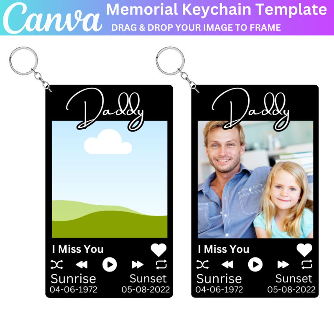 Memorial Keychain Canva Editable Template, Custom Photo Keychain ...