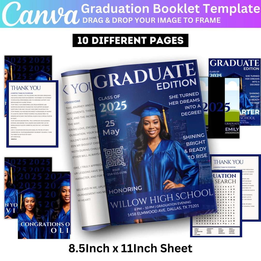 Graduation Activity Booklet Editable Canva Template, 2025 Senior GRAD ...