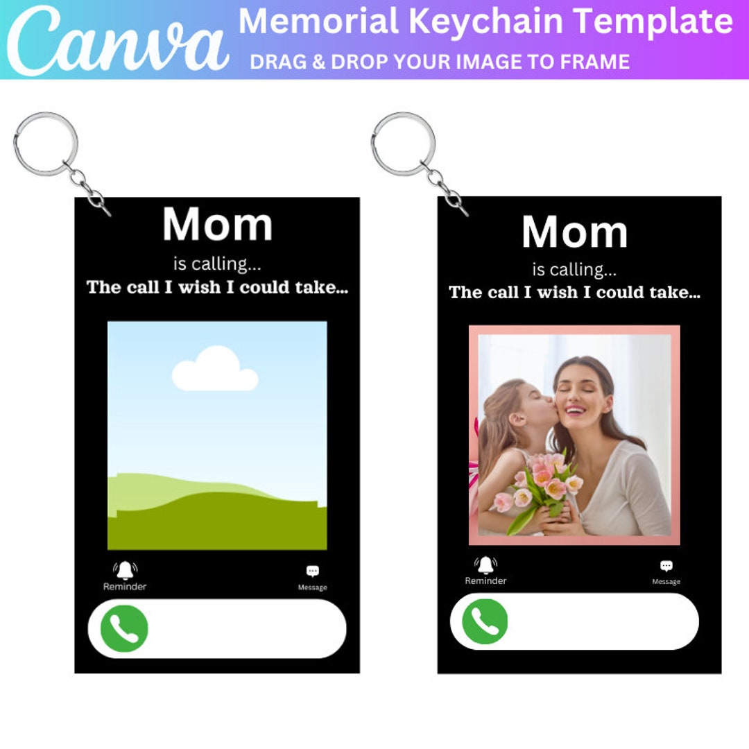 Memorial Keychain Canva Editable Template, Custom Photo Keychain ...