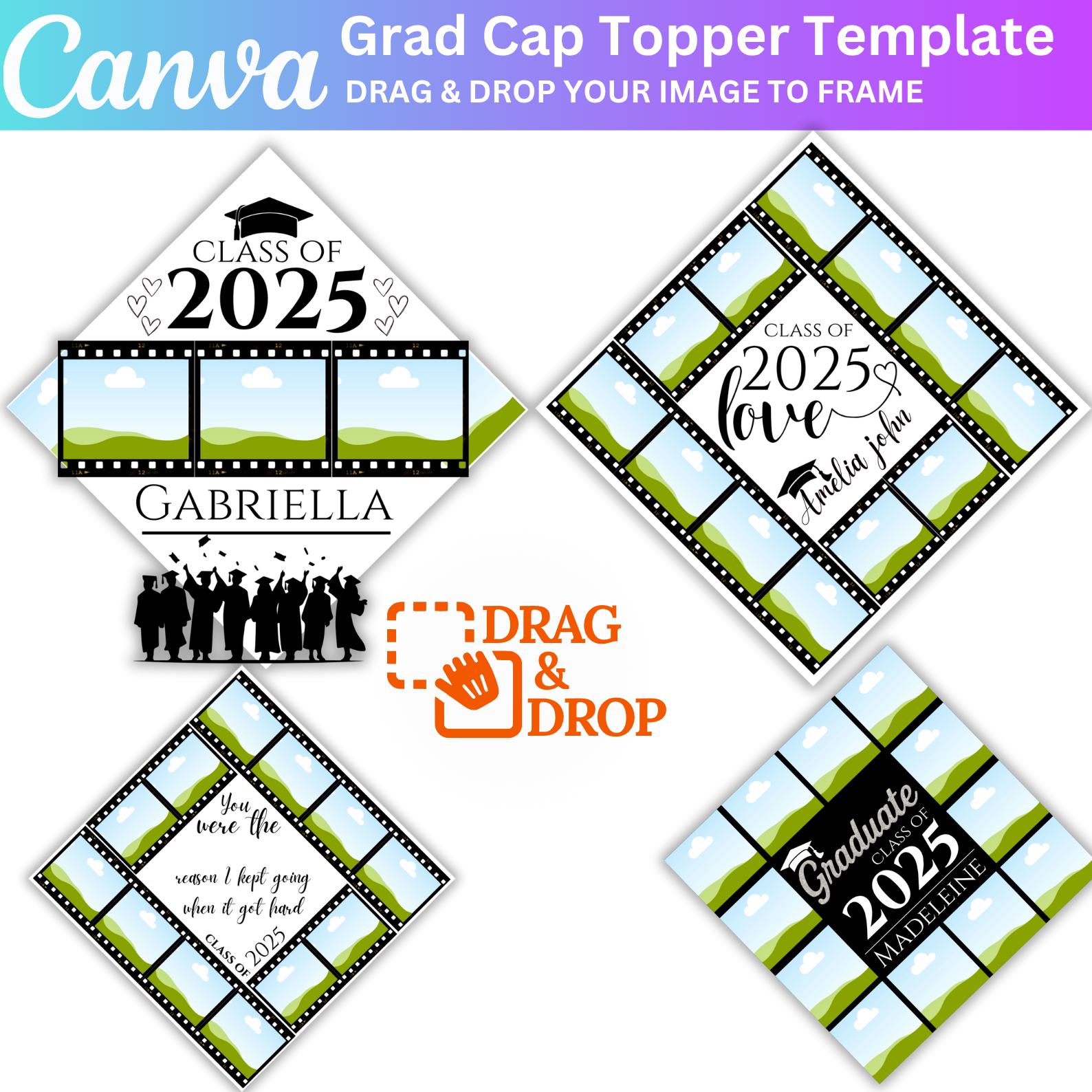 Custom Photo Graduation Topper Canva Editable Template, Graduation Cap ...