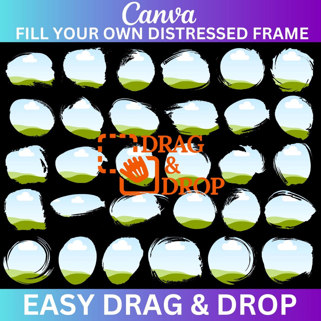 Bleach Effect Distressed Edge Canva Frames Template, Editable Paint ...