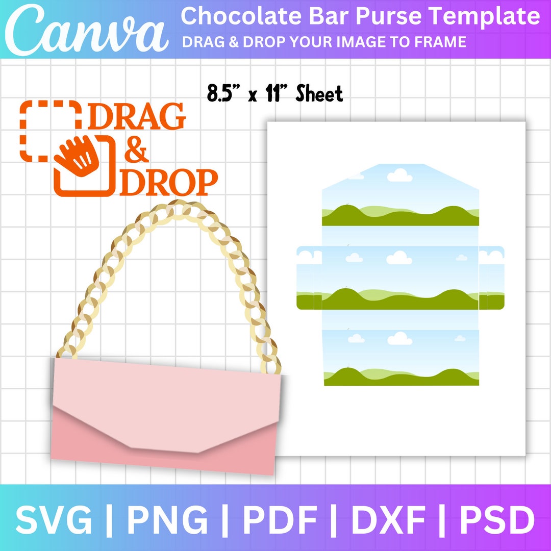 1.55oz Chocolate Bar Purse Canva Editable Template, Bar Purse Template ...