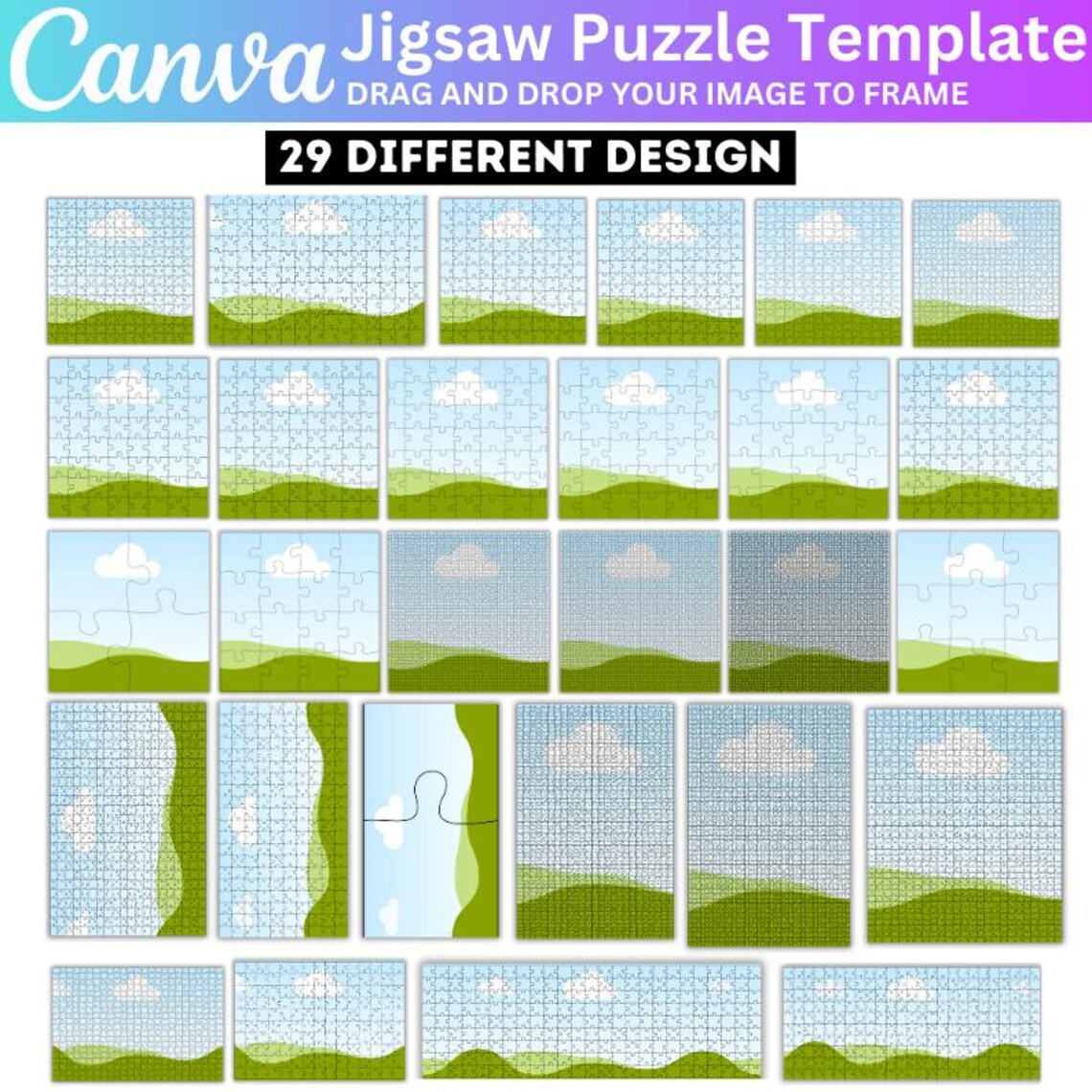 Jigsaw Puzzle Canva Frame Template, Canva Editable Frame, Printable ...