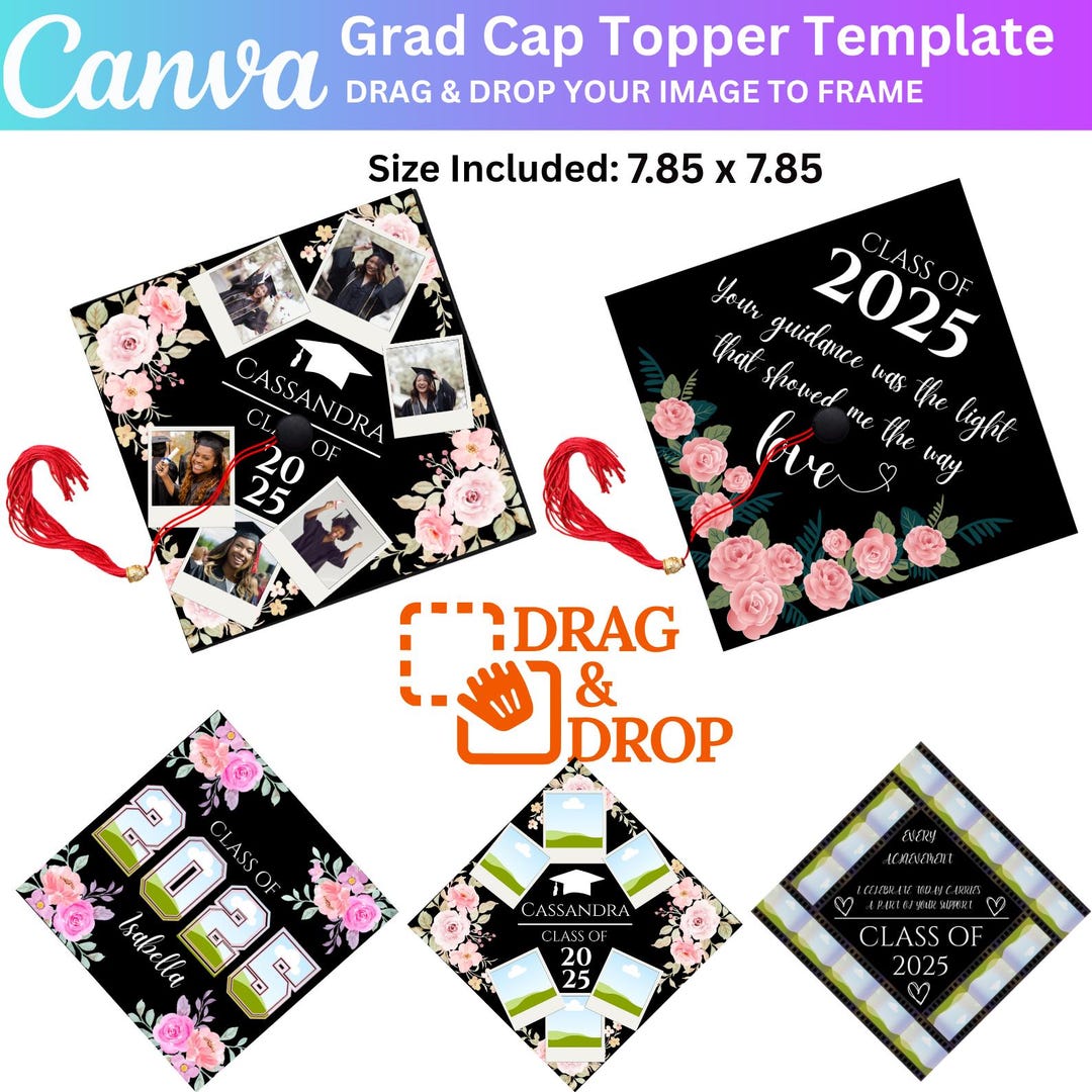 Custom Photo Graduation Topper Template, Graduation Cap Canva Designs ...