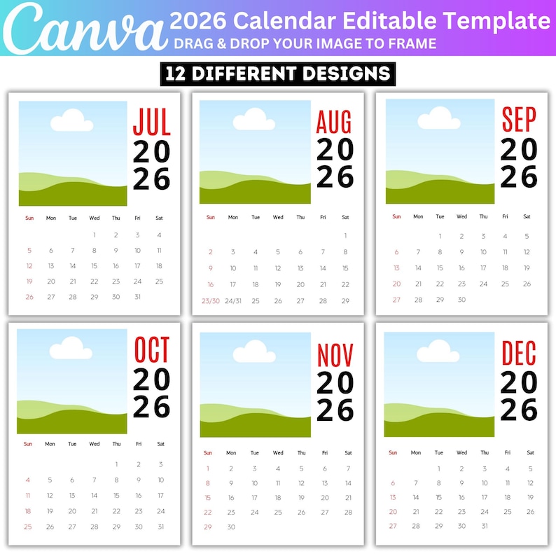 2026 Custom Family Photo Calendar, Canva Editable 2026 Calendar ...