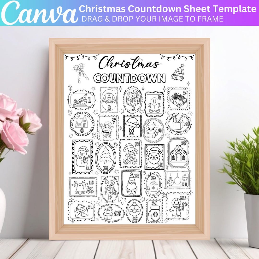 Christmas Countdown Coloring Page, Advent Calendar Printable for Kids ...