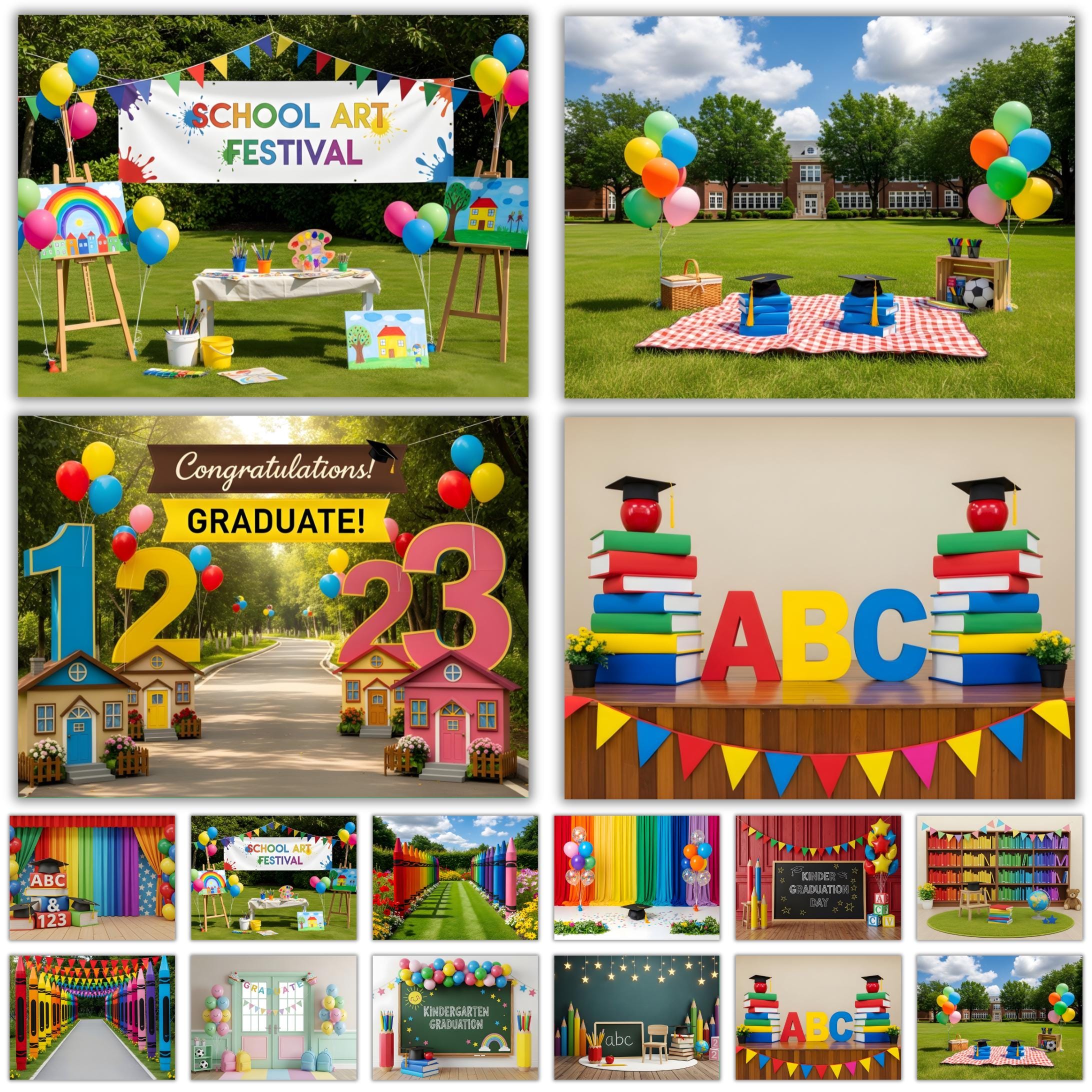 Preschool Graduation Backdrop Chalkboard Bundle, Class of 2026 Photo ...