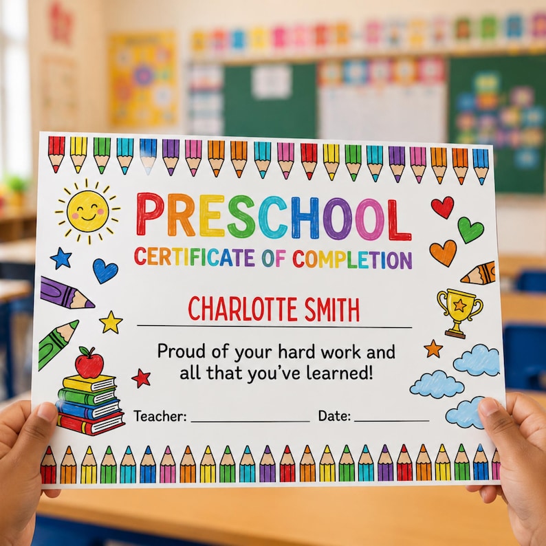 Editable Pre-k Certificate Template, Preschool Certificate of ...