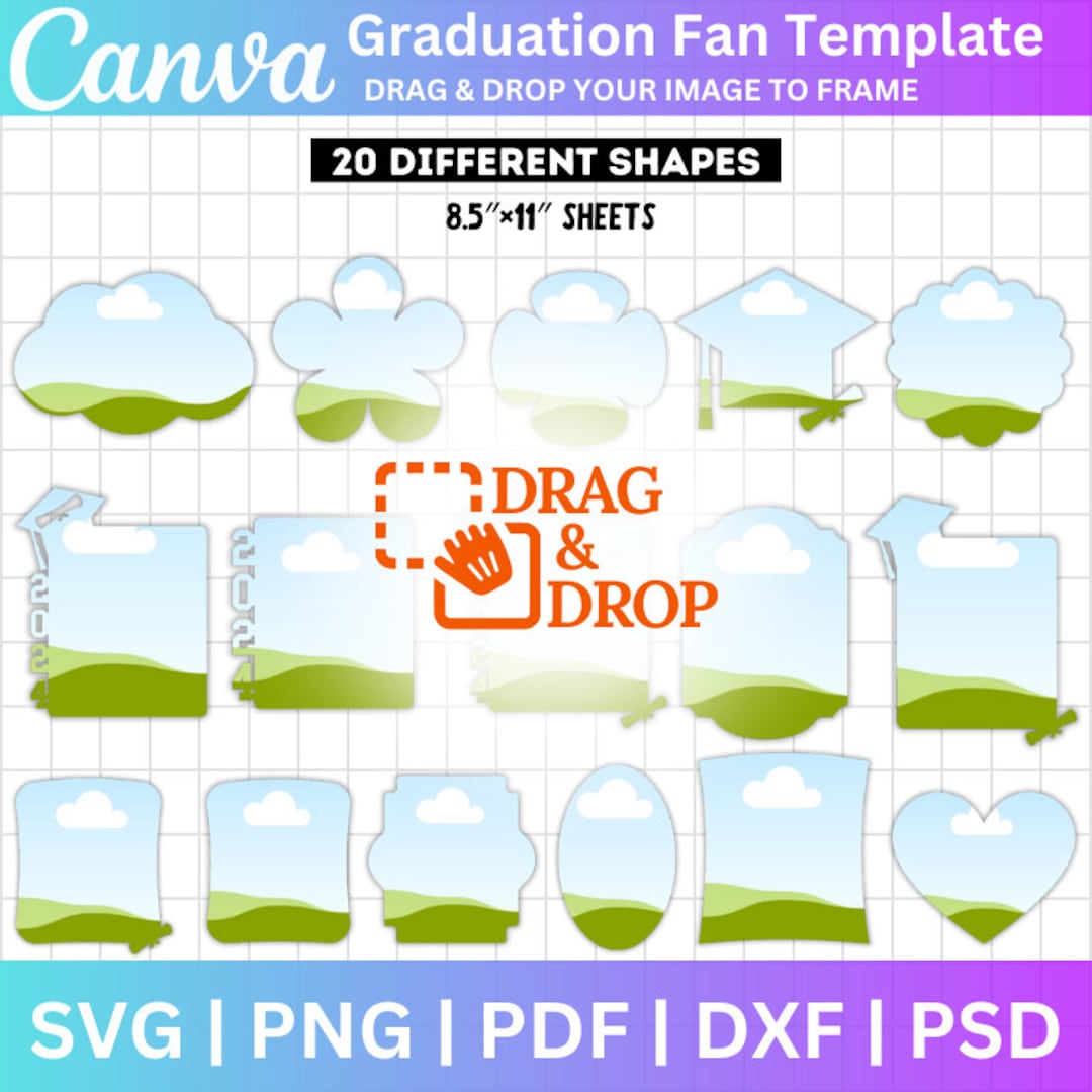 Grad Paddle Fan Template Bundle, Custom Grad Fan, Graduate Fan Svg ...
