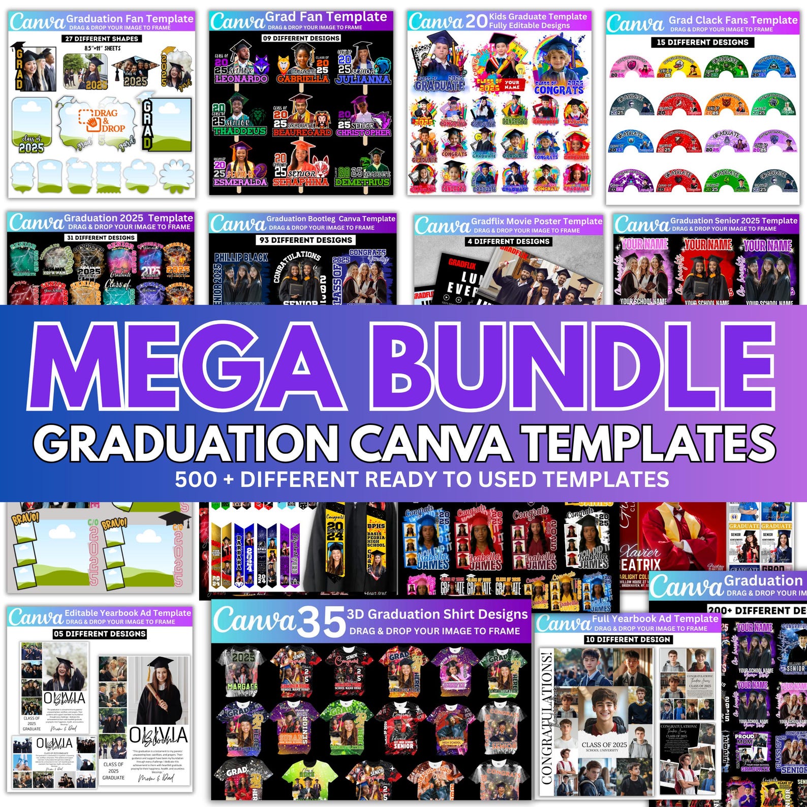 Graduation Shirt Canva Template Mega Bundle, Graduation Editable Design ...