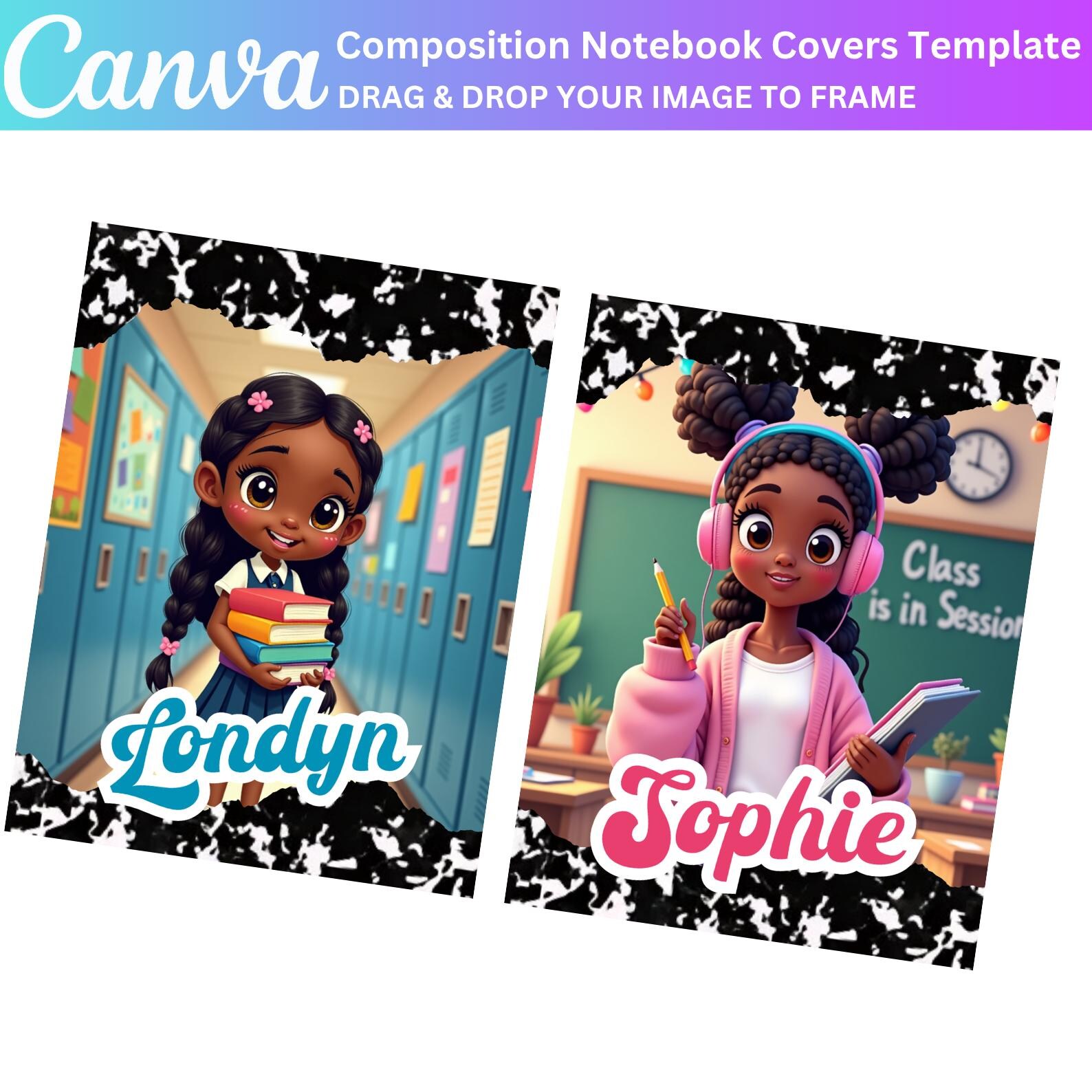 06 Composition Book Cover Canva Editable Designs, Composition Notebook ...