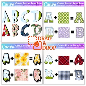 10 Editable Canva Uppercase Letters & Number Bundle, Canva Frame ...