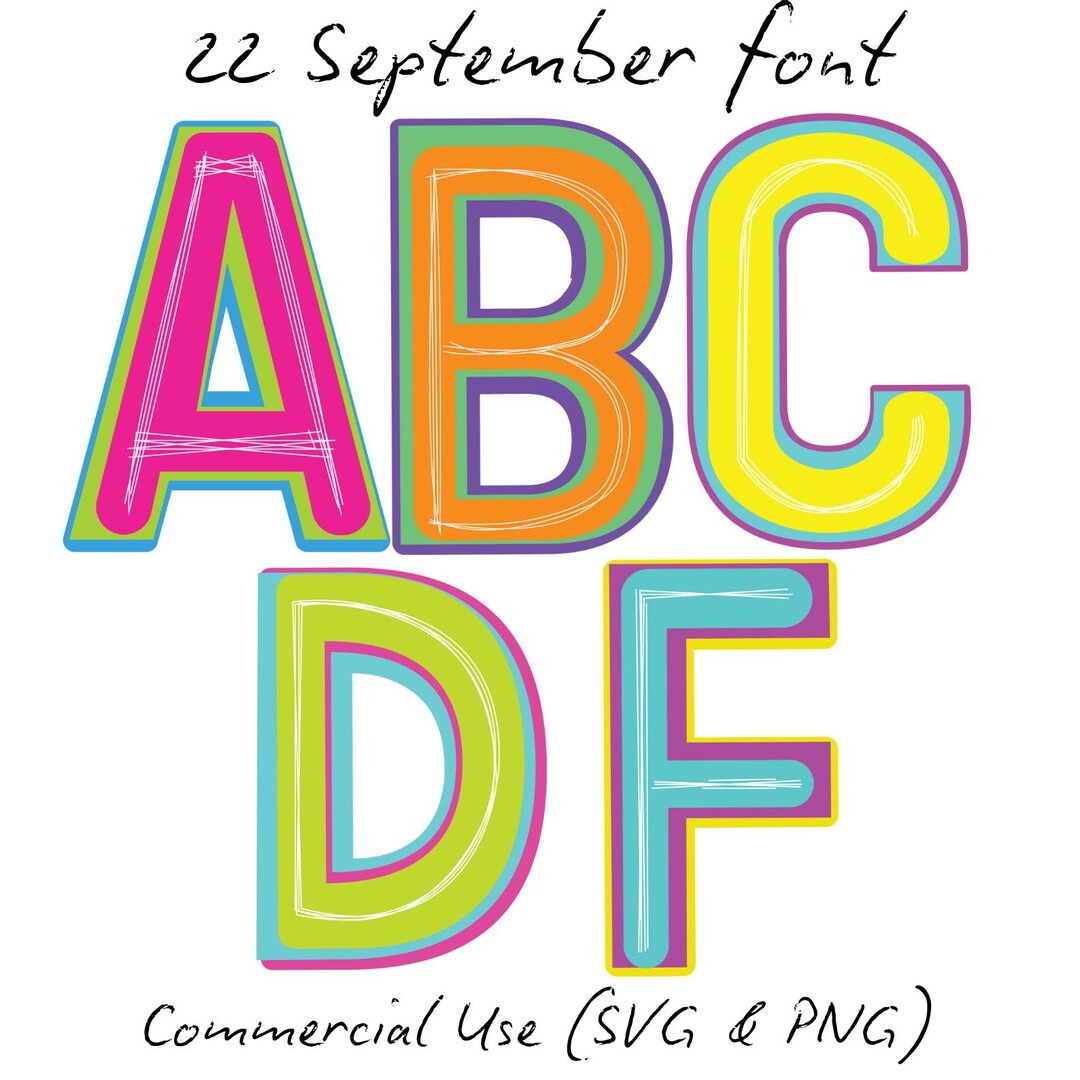 Bright Funky Colorful Alphabet PNG Bundle, 5 Alpha Sets, Bright Color ...
