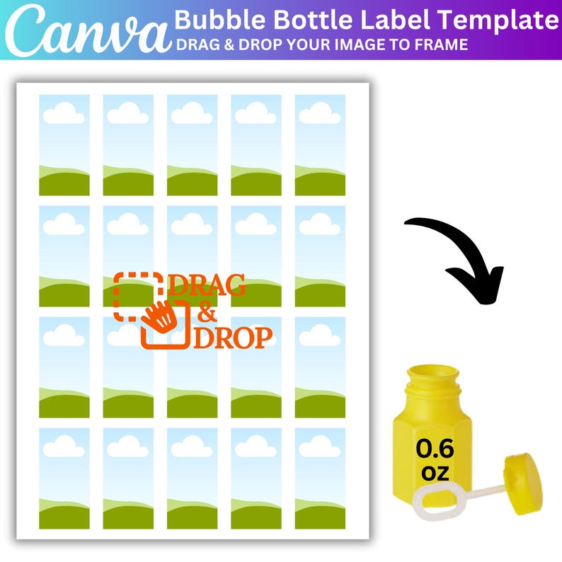 Bubble Bottle Label Template Bundle, Canva Editable Bubble Bottle Label ...