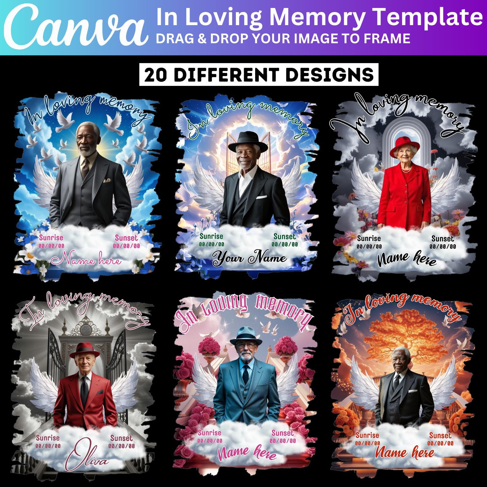 20 in Loving Memory Editable Canva Template Bundle, Memorial T Shirt ...