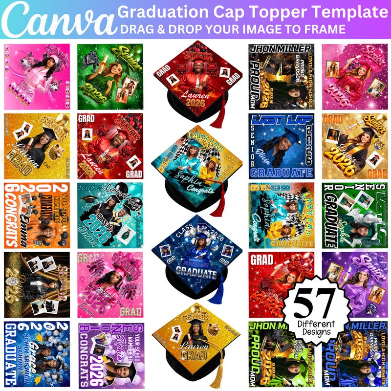 Graduation Cap Template Designs - Etsy