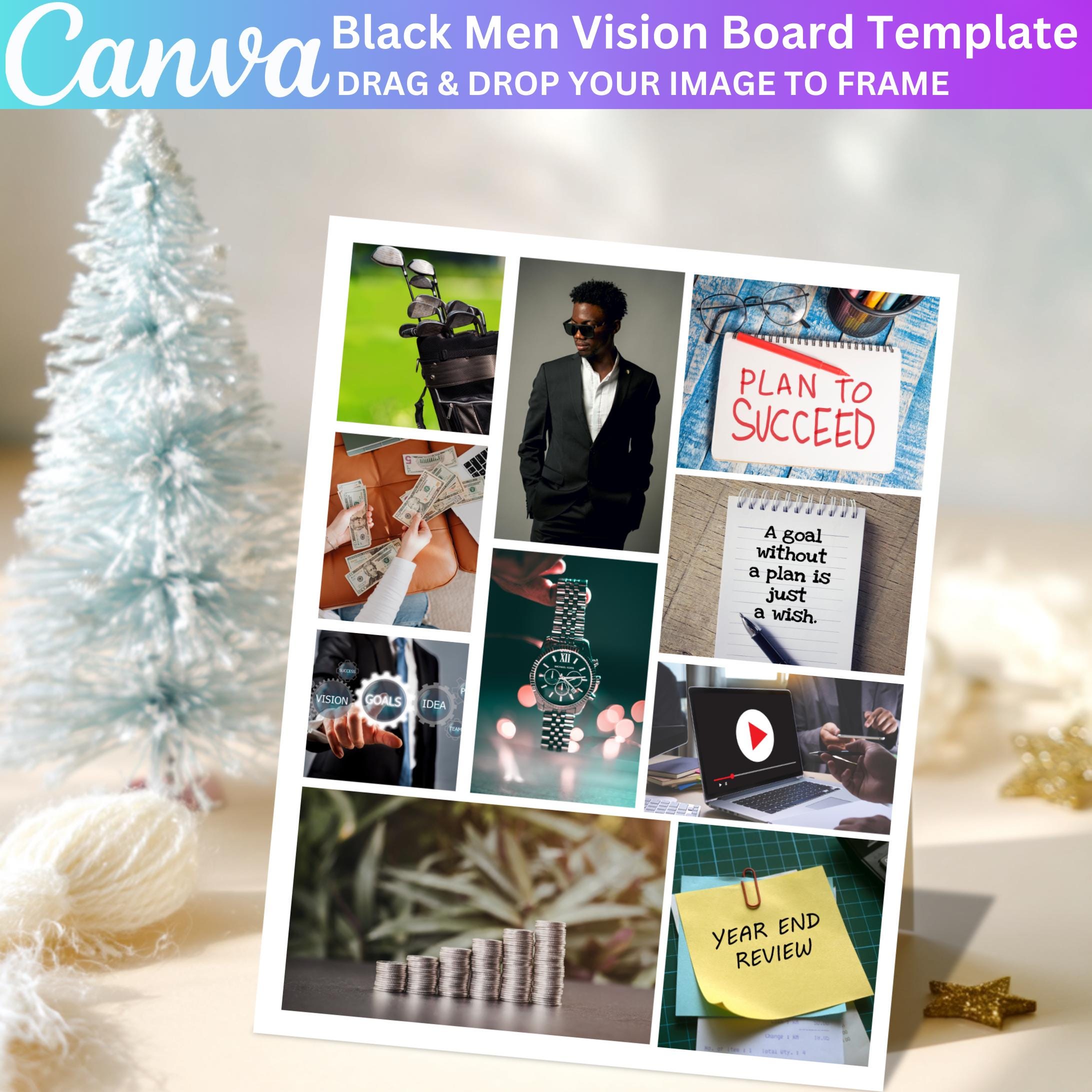 Black Men Vision Board Kit, 2026 Vision Board Collage Kit, Printable ...