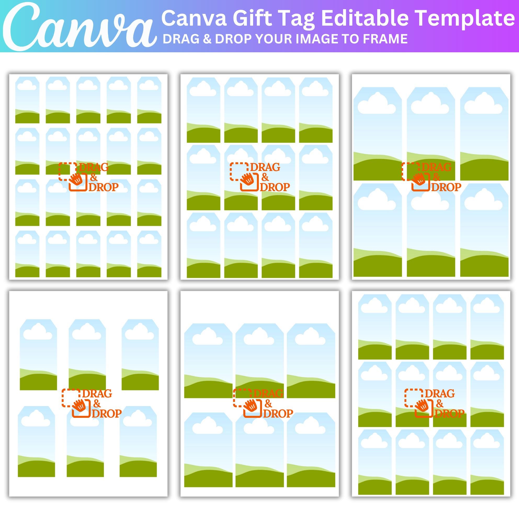 05 Canva Gift Tag Template, Drag & Drop Gift Tags Frame Designs ...