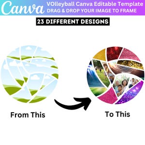 Volleyball Canva Editable Frame Bundle, Volleyball Canva Template, Make ...