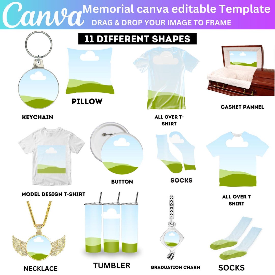 Memorial Canva Editable Mockup, Memorial T Shirt, Pendant, Pillow Canva ...