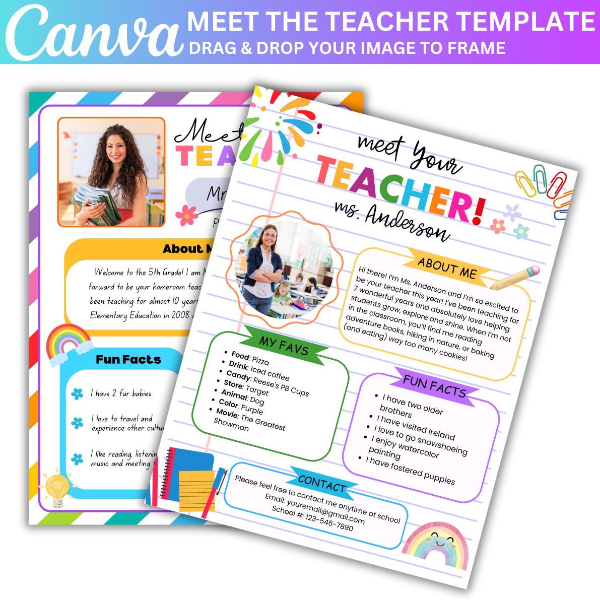 Meet the Teacher Canva Editable Template, Bright Pastel Classroom ...